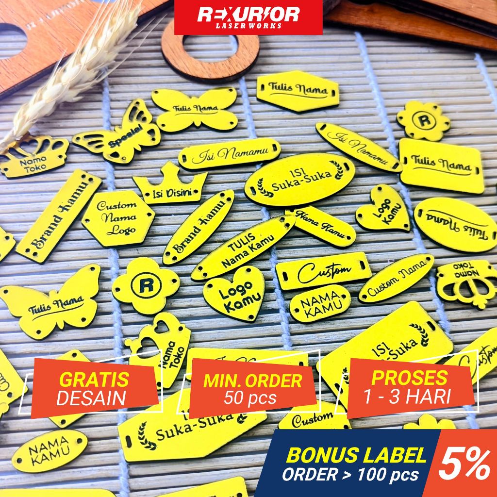 Jual Label Hijab Gamis Dress Akrilik GOLD EMAS Tulisan Hitam | REXURIOR ...