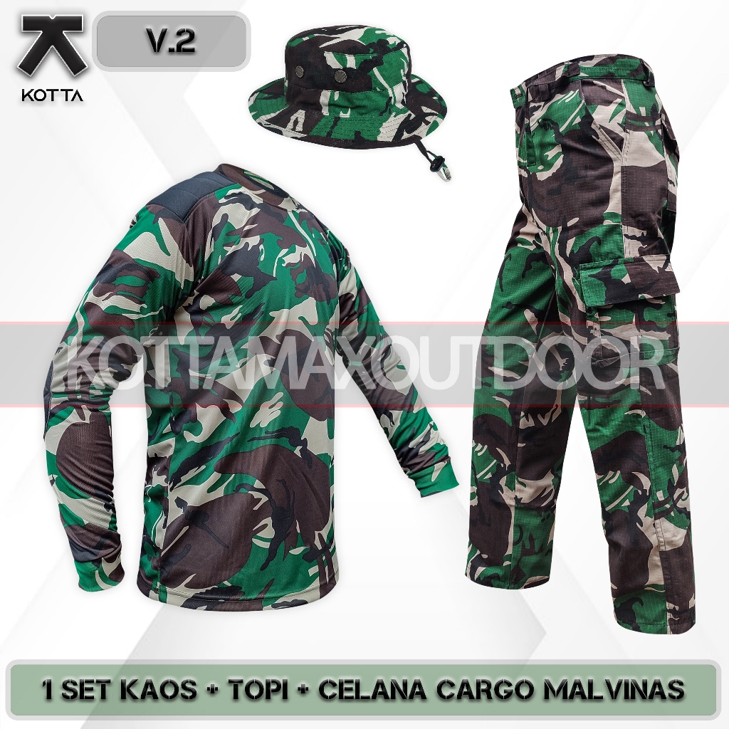 Jual SATU SET SETELAN BAJU KAOS DECKER TOPI CELANA PDL PANJANG CARGO LORENG TNI MALVINAS ...
