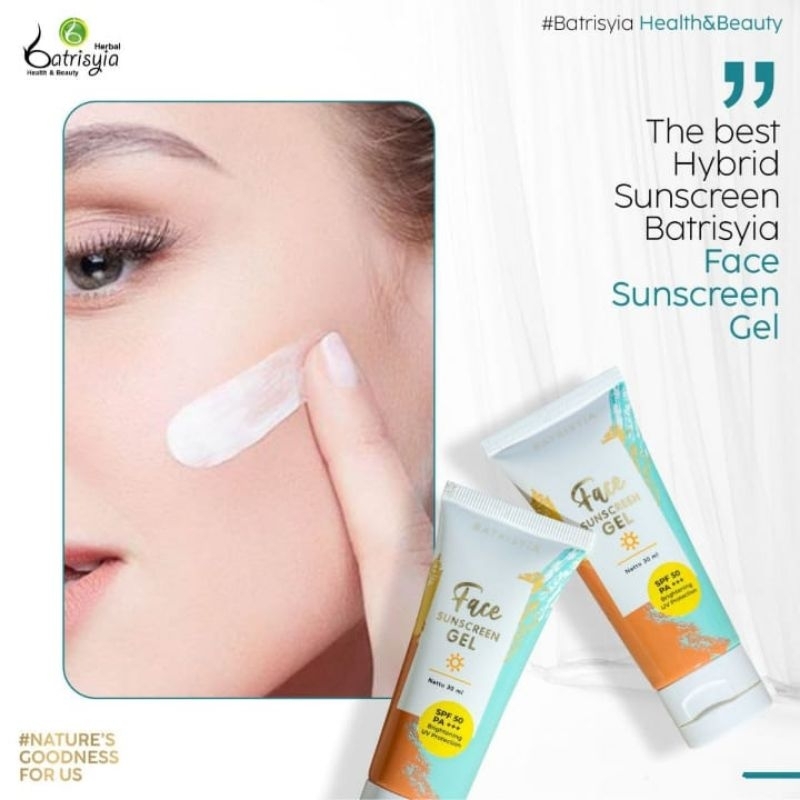 Jual Batrisyia Herbal Face Sunscreen Gel SPF50 PA+++ 30 Ml | Shopee ...