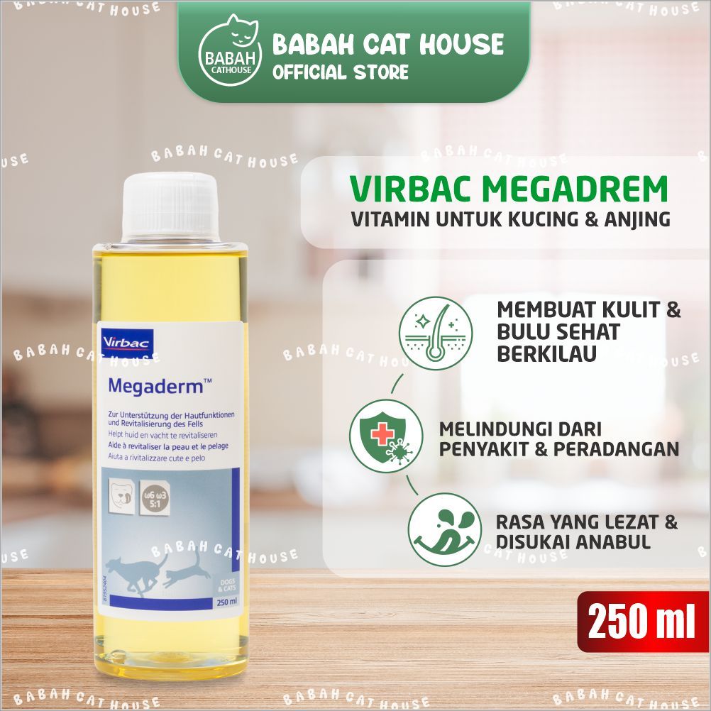 Jual VIRBAC MEGADERM 250ml Vitamin Obat Penumbuh Bulu Kucing Anjing ...