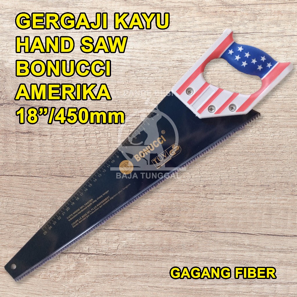 Jual Gergaji Kayu Graji BONUCCI Ukuran 18 Hand Saw Gagang Viber Amerika ...