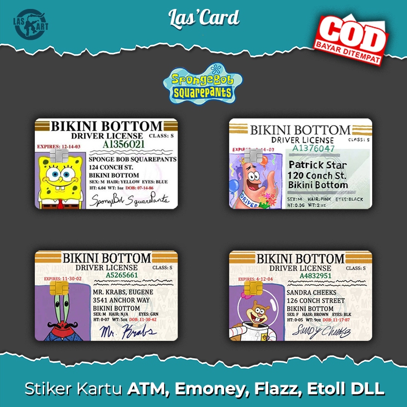 Jual STIKER ATM SIM SPONGEBOB UNTUK KARTU ATM, E-MONEY, FLAZZ, E-TOLL ...