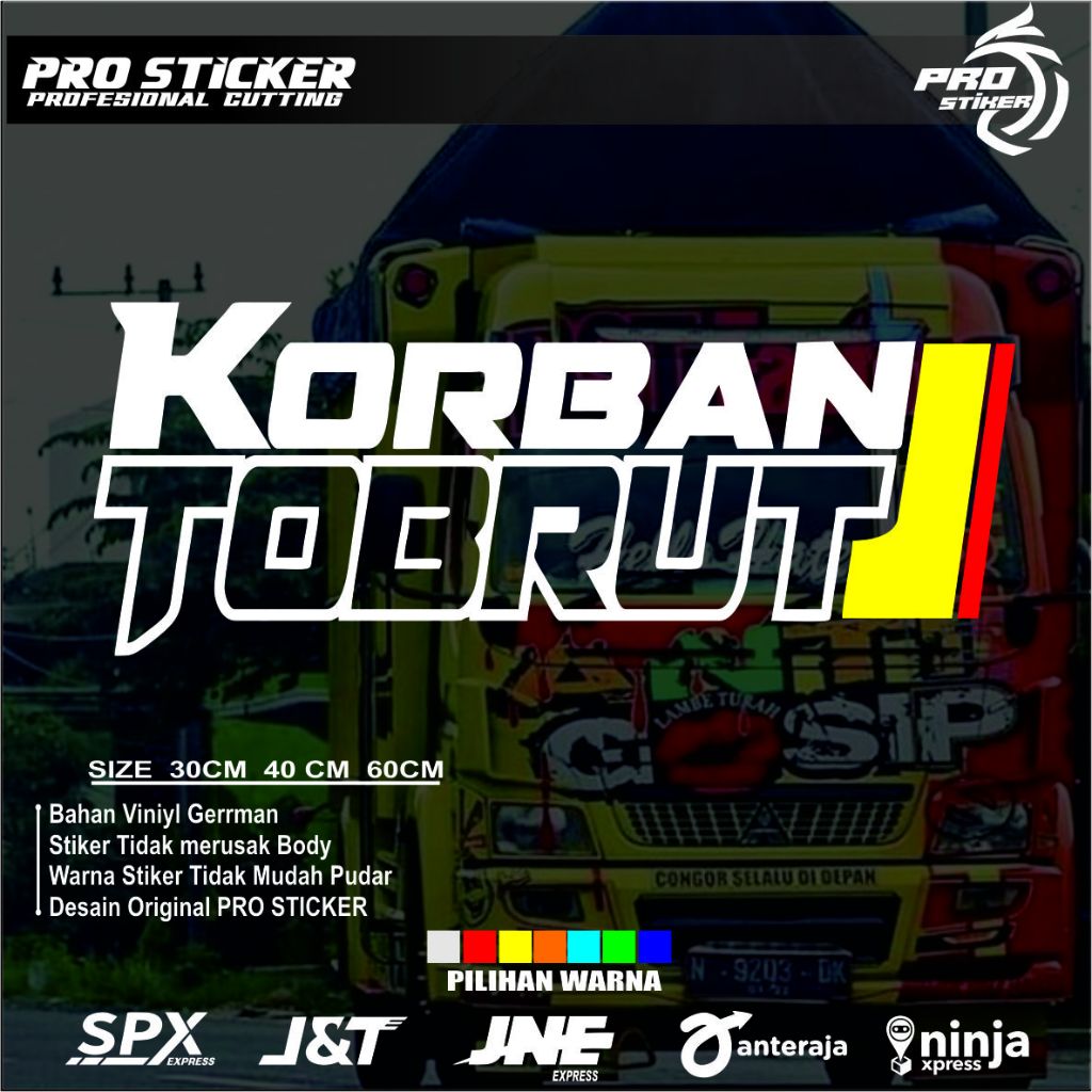 Jual Stiker truk korban tobrut cuting variasi kaca mobil truk pickup ...
