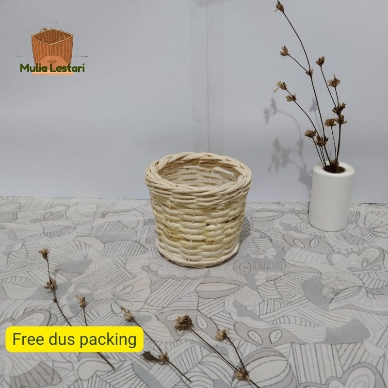 Jual keranjang rotan bulat kecil diameter 10 cm tinggi 11 cm | Shopee ...