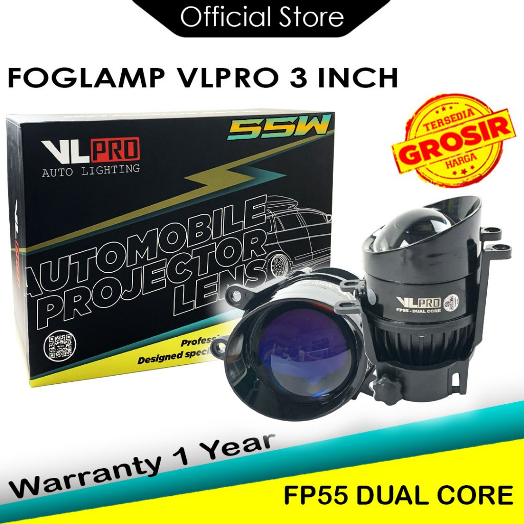 Jual Foglamp Biled VLPRO FP55 dual core bluelens 55W 3 inch putih hi ...