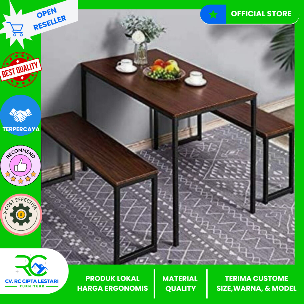 Jual [RC] 1 Set Paket Meja Makan Meja Warung + 2 Kursi Panjang | Shopee Indonesia