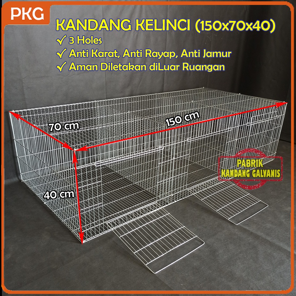 Jual Kandang Kelinci Galvanis 3 Hole 150x70x40 | Sangkar Ternak Kelinci ...