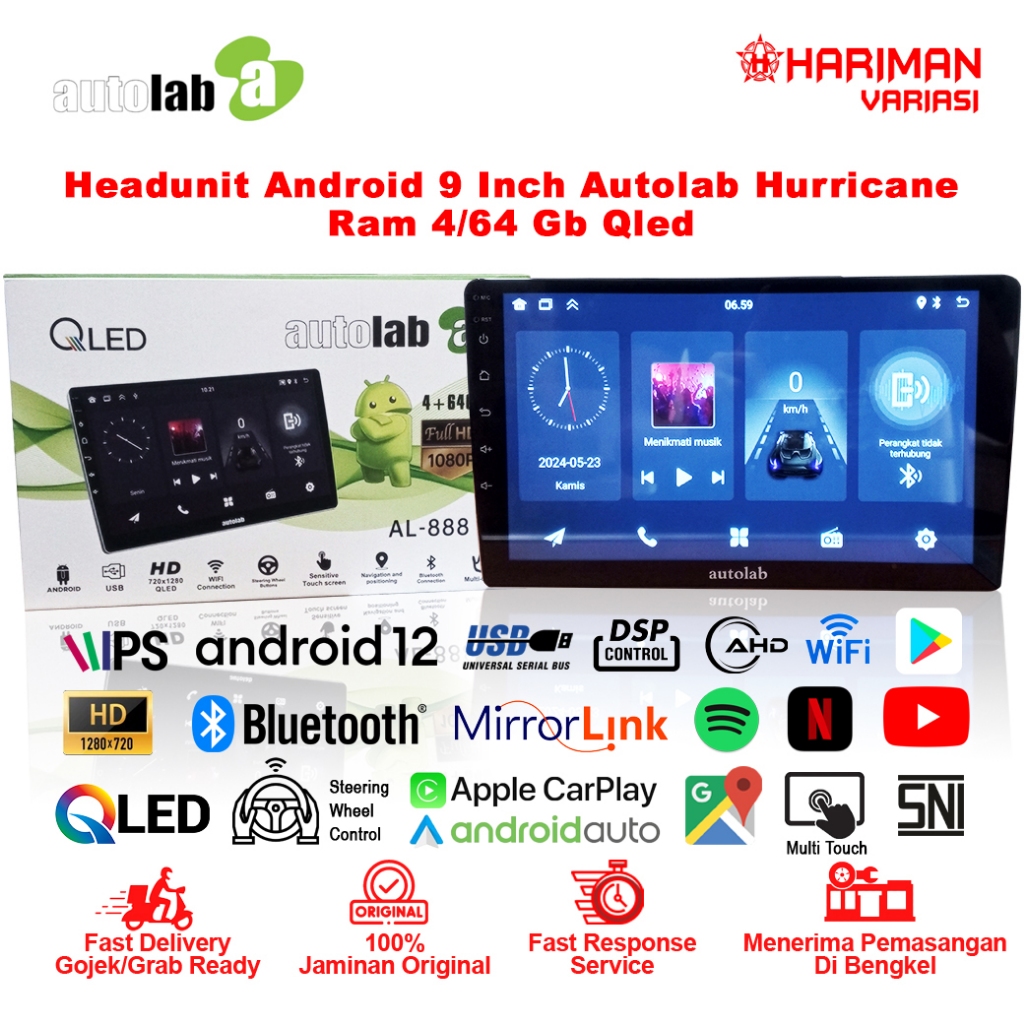 Jual Headunit Android 9 Inch Autolab Hurricane Ram 4/64 Gb Qled Video Out | Shopee Indonesia