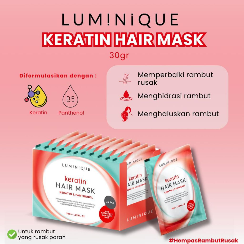 Jual Luminique Keratin hair Mask masker rambut keratin dan panthenol ...