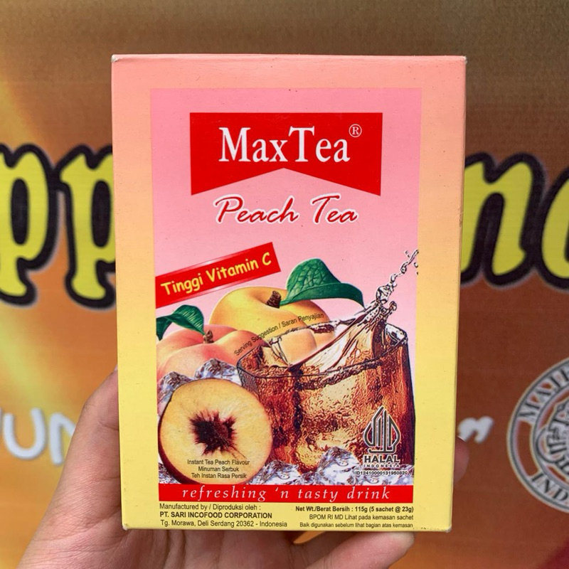 Jual MaxTea Peach Tea Kotak Isi 5 scht teh persik teh minuman buah rasa peach/persik | Shopee ...