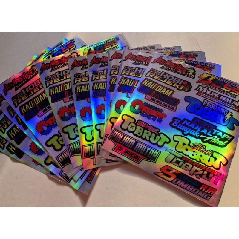 Jual (COD 13 PCS) STIKER HOLOGRAM STICKER RACING STICKER KATA-KATA ...