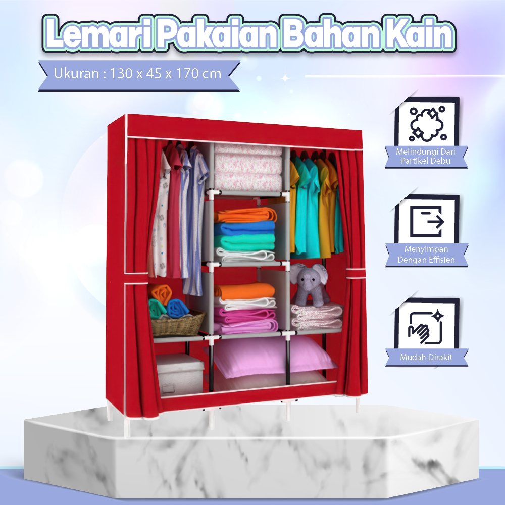 Jual Sweethome Lemari Pakaian Kain Portable Jumbo 88130 Lemari 3 Sekat ...