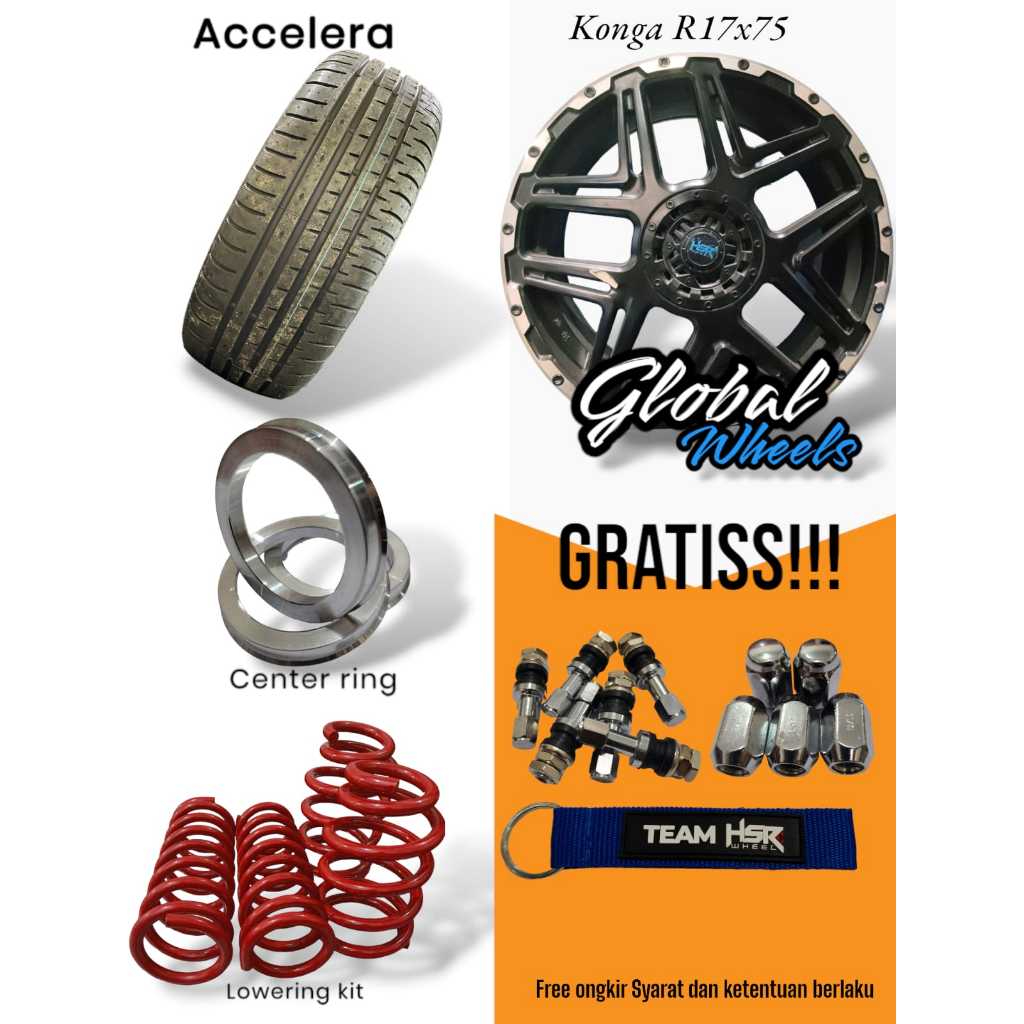 Jual HSR velg toyota raize R17 lebar 75 paket lengkap velg mobil ring ...
