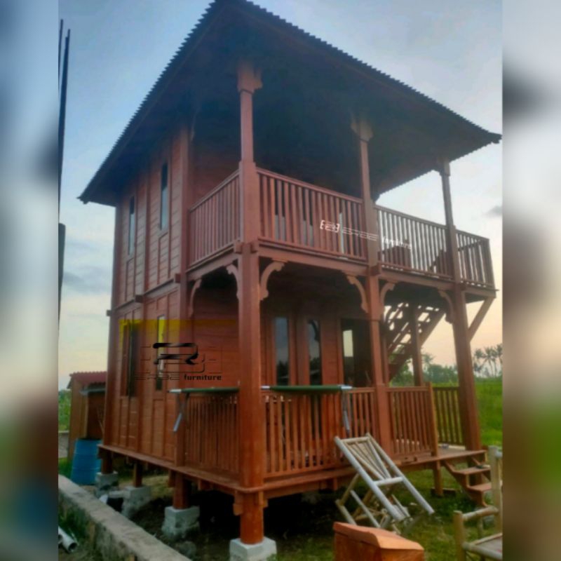 Jual rumah kayu jati rumah Jawa gazebo saung tingkat minimalis ukuran 4 ...