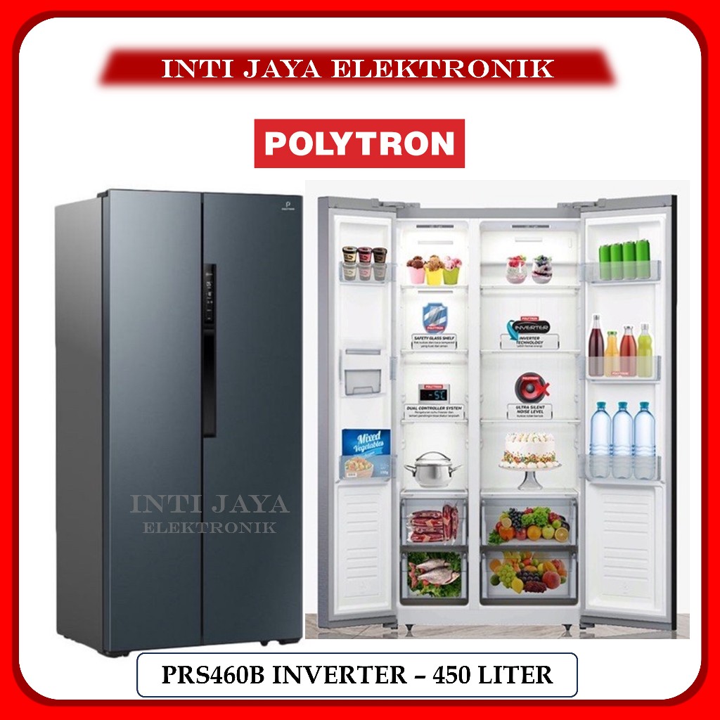 Jual KULKAS POLYTRON INVERTER SIDE BY SIDE PRS460B - 450 LITER GARANSI ...