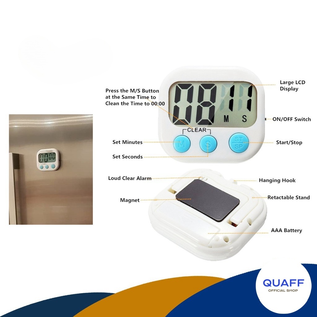 Jual Pengatur Waktu Masak Stopwatch Bermagnet Alarm Timer Masak Dapur ...