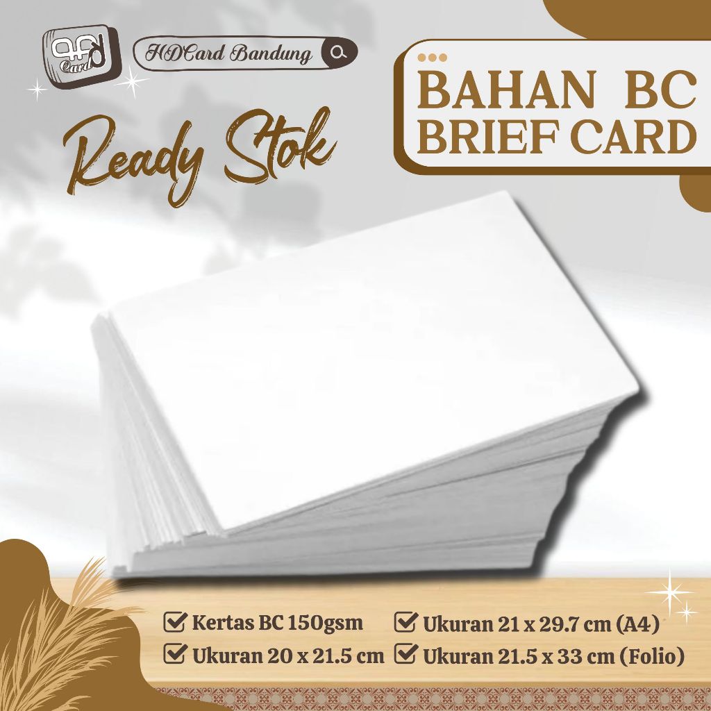 Jual Kertas BC Putih Brief Card 150gsm Kertas Bahan Undangan isi 50 ...