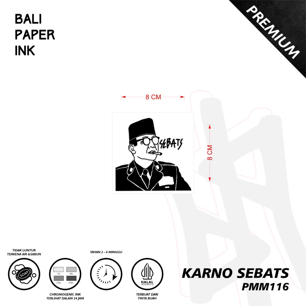 Jual PMM116 Bungkarno Sebats Tato Temporer Premium Bali Paper Ink | Shopee Indonesia