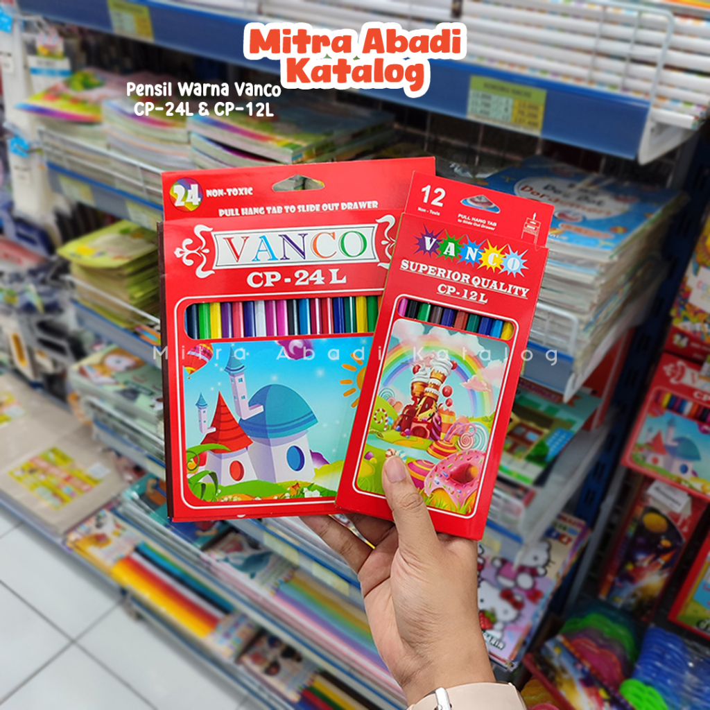 Jual PENSIL WARNA VANCO CP-24L DAN CP-12L / PENSIL WARNA MURAH /PENCIL WARNA KAYU 12 & 24 WARNA ...