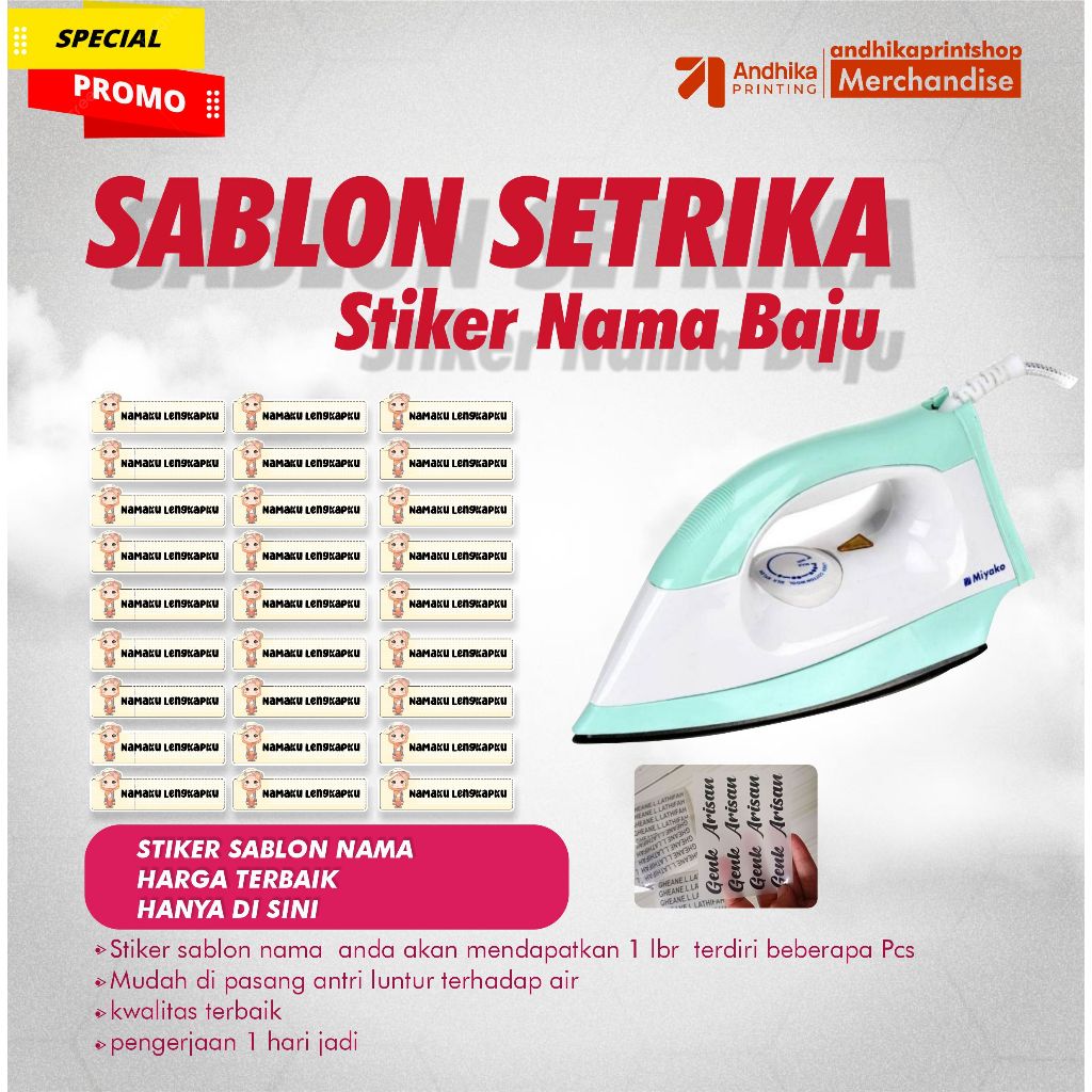 Jual Stiker Label Nama Baju Sablon Setrika Gratis Custom Nama | Shopee ...