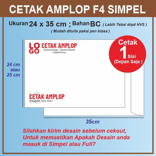 Jual Amplop F4 BC Cetak 1 Sisi Simpel | Amplop Folio Lebih Tebal ...