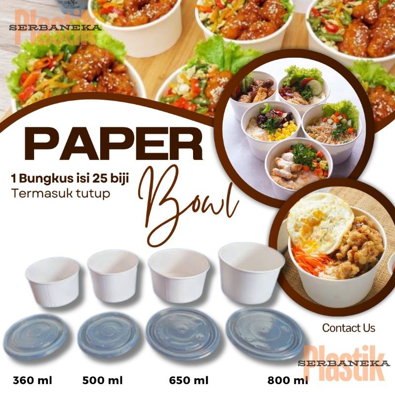 Jual Paper Bowl Putih + Tutup 1 Bungkus isi 25 Biji | Shopee Indonesia