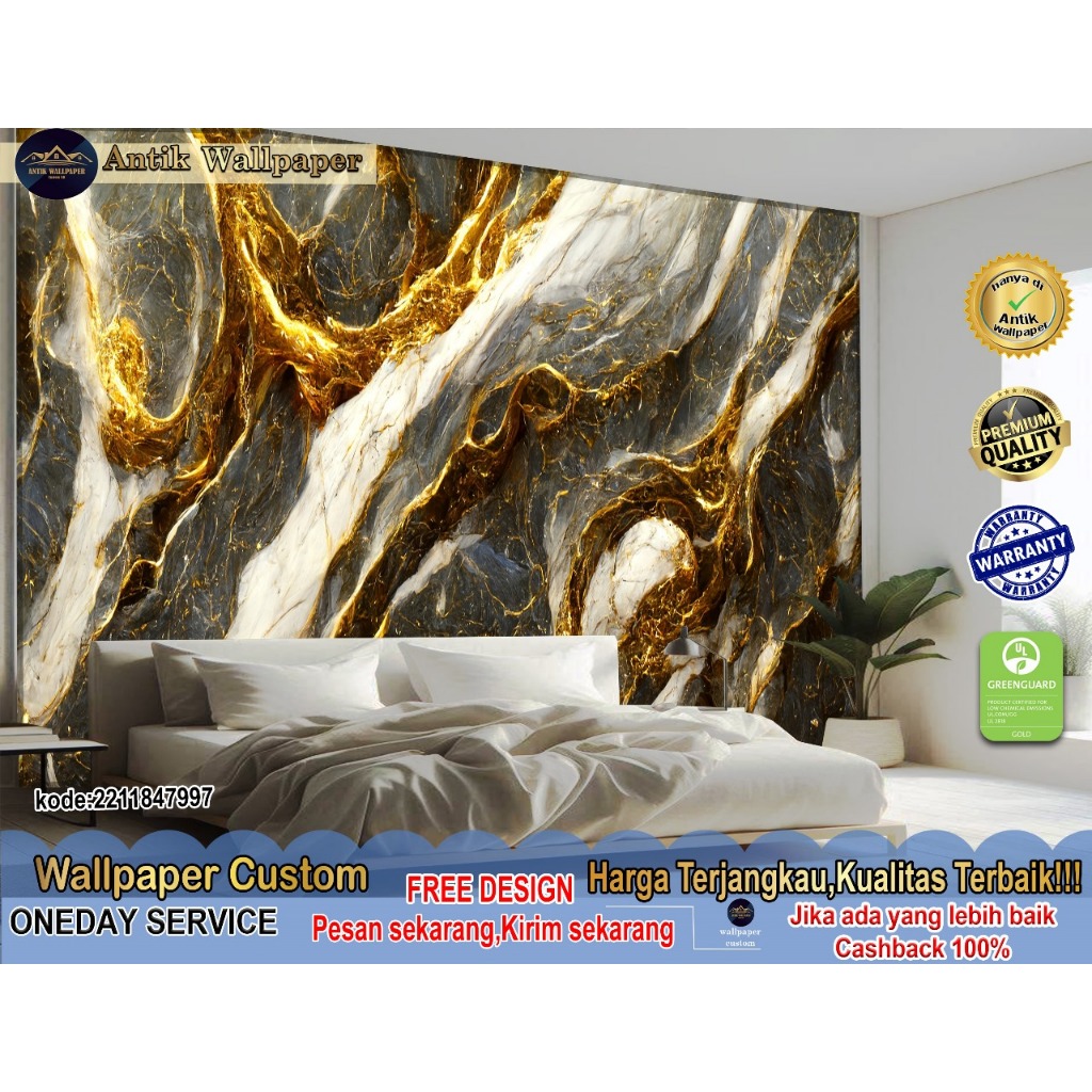 Jual Wall[paper Custom 3D Tema Marmer | Marble | Wallpaper Ruang Tamu ...