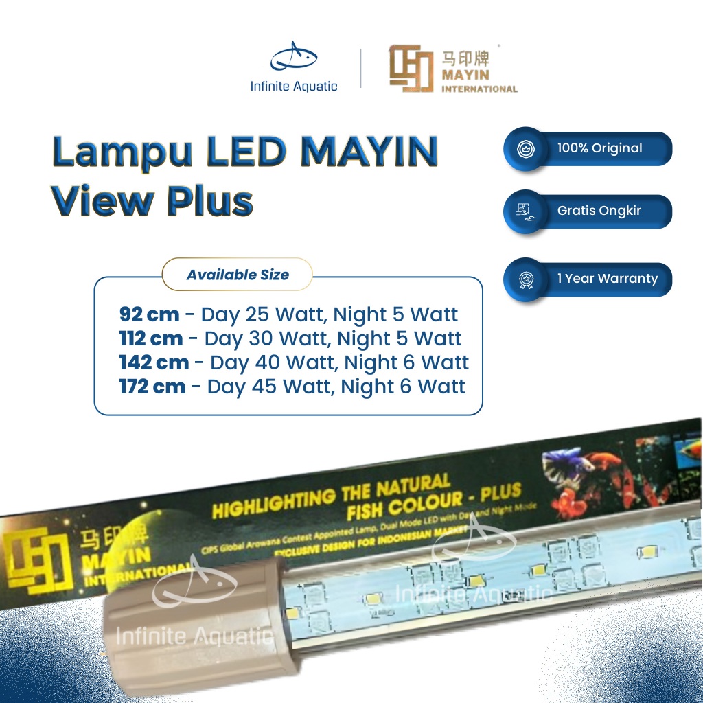 Jual Lampu LED MAYIN PLUS Lampu Aquarium Ikan Arwana/ Ikan Hias ...
