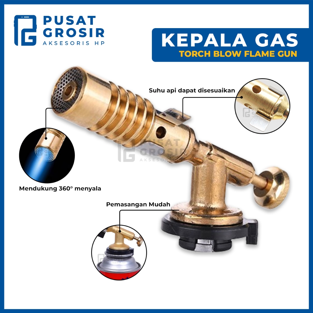 Jual Kepala Gas Torch Blow kuningan flame gun las pemantik portable alat bakar BBQ | Shopee ...