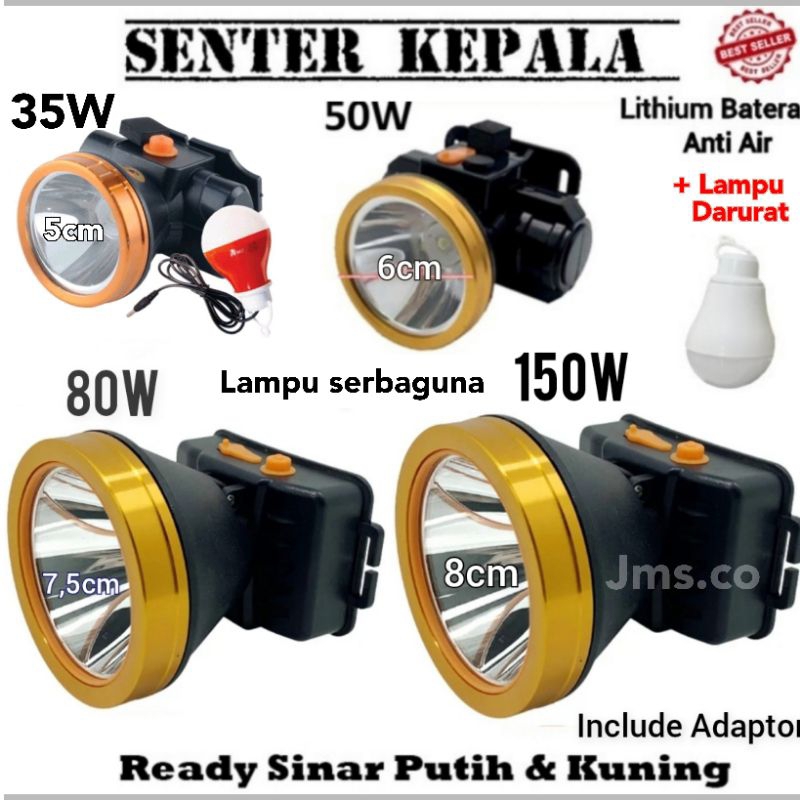 Jual Paket Senter kepala 35w 50w 80w 150w Putih / Kuning Paket Lampu ...
