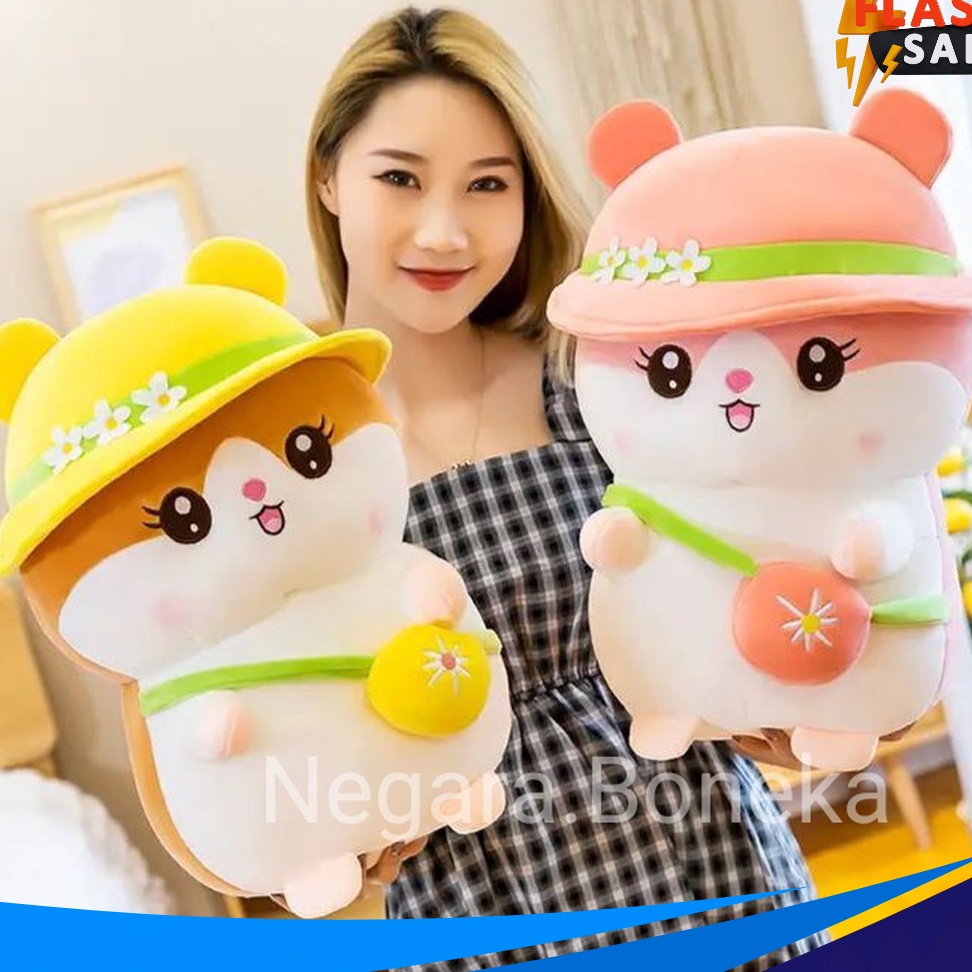 Jual PROMO BRAND Mainan anak Boneka hamster lucu pake topi bunga ukuran ...