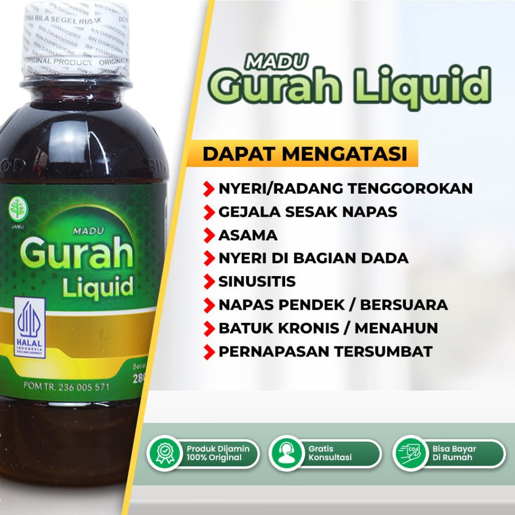 Jual Madu Gurah Liquid - Obat Batuk Kronis, Berdahak, Kering, ISPA ...