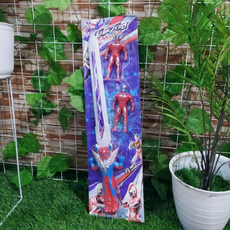 Jual Mainan pedang Ultraman nyala dan bunyi set free Ultraman 3 pcs ...