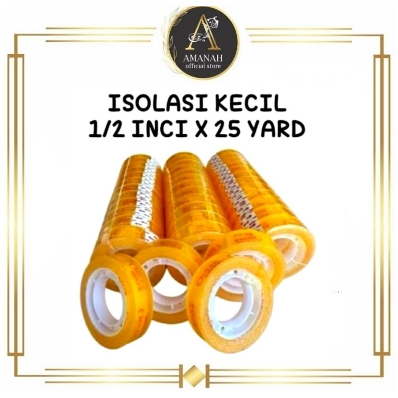 Jual ISOLASI KECIL / LAKBAN BENING 1/2 INCI X 25 YARD TAPE SELOTIP ...