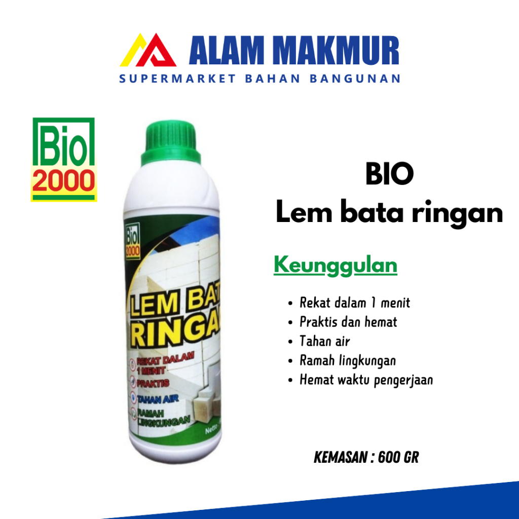 Jual PEREKAT BATA RINGAN / LEM BATA RINGAN / LEM HEBEL BIO2000 | Shopee Indonesia