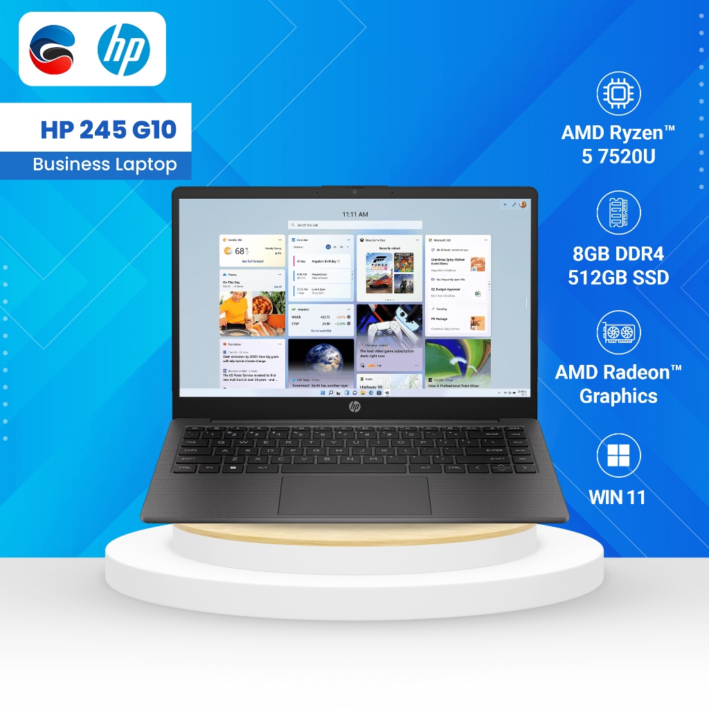 Jual HP Laptop 245 G10 AMD Ryzen 5 7520U 8GB 512 SSD 14" HD W11 with ...