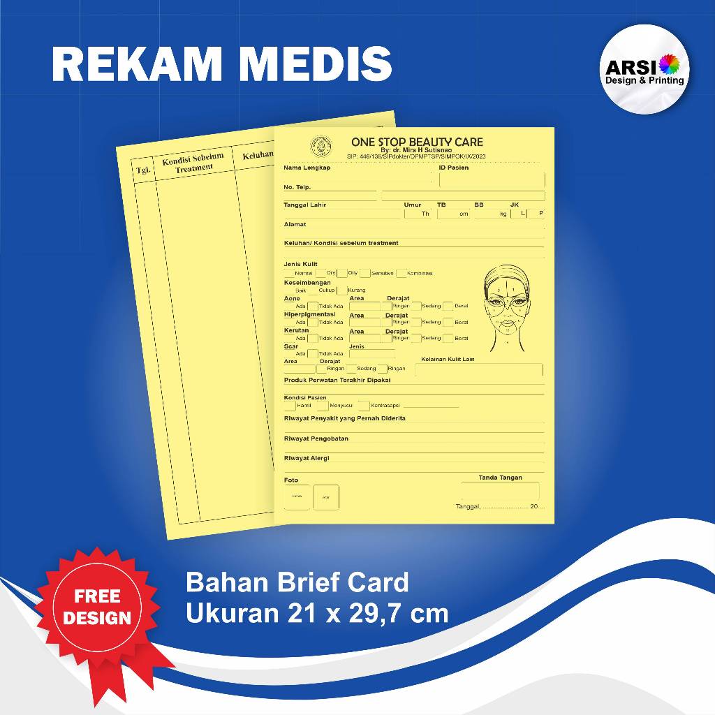 Jual Kartu Rekam Medis / Medical Record Card Ukuran 29,7 x 21 cm (A4) 2 ...