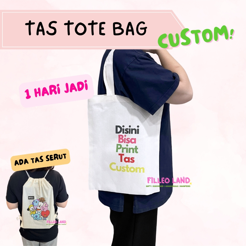 Jual Tote Bag Custom Print Tas Blacu Goodie Bag Ulang Tahun Souvenir ...