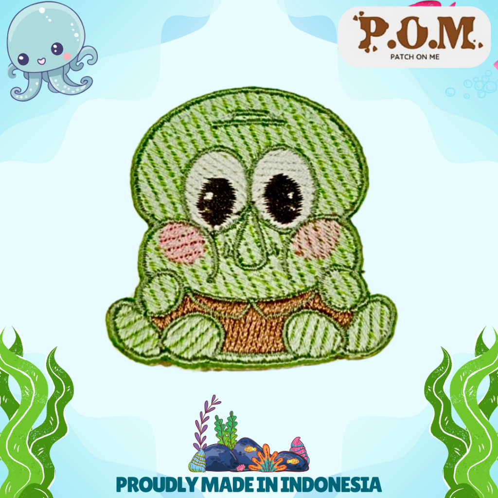 Jual IRON PATCH BORDIR - Squidward - Spongbob Series - Emblem Badge - 5 ...