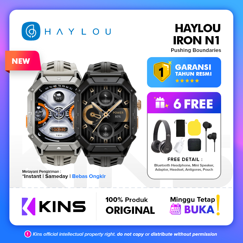 Jual Haylou IRON N1 Smartwatch 2.13" AMOLED HD Display Military Sport ...