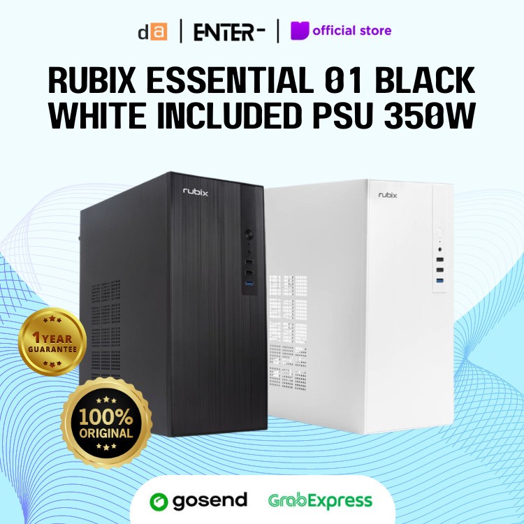 Jual Casing PC RUBIX Essential 01 Black White Included PSU 350W ...