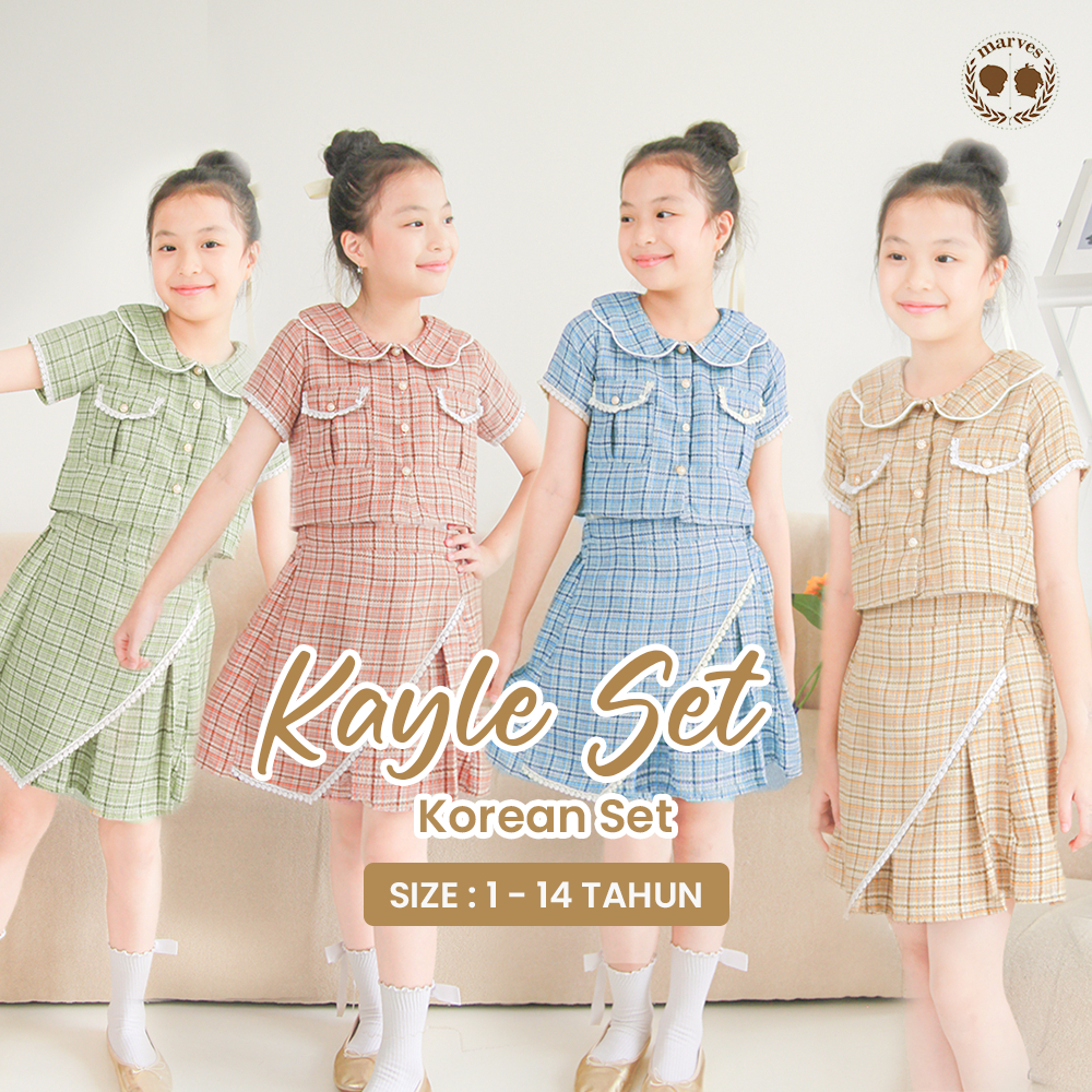 Jual MARVES Kayle Set Setelan Baju Rok Anak Perempuan Korean Style ...