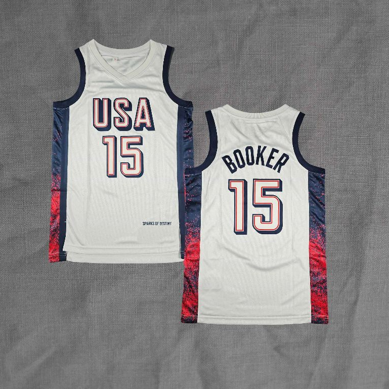 Jual HEATPRESS Baju Jersey Basket Devin Booker USA 2024 Basketball Team ...