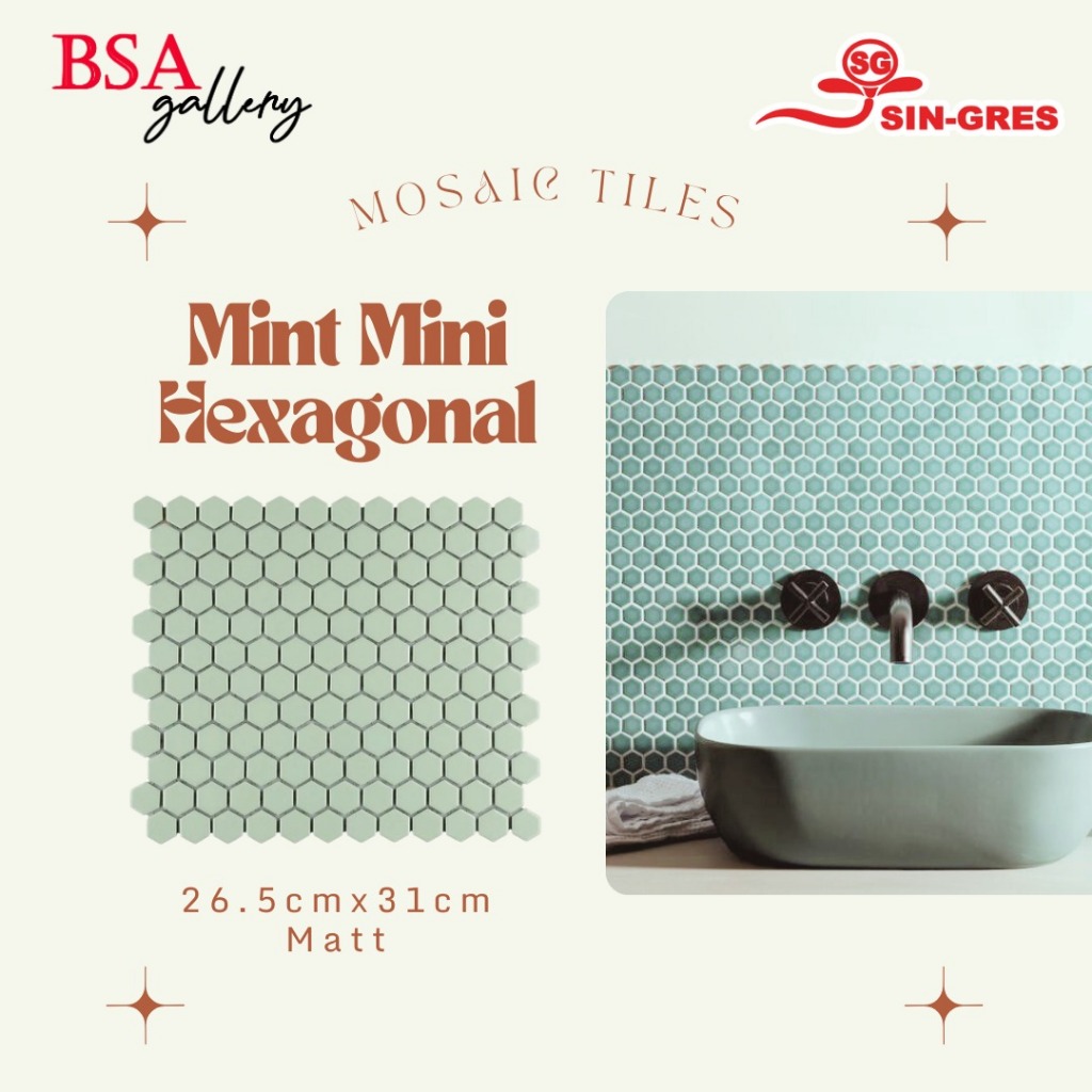 Jual MOSAIC TILE HEXAGONAL MINI HIJAU / MOSAIC HEXAGON MINI / KERAMIK ...