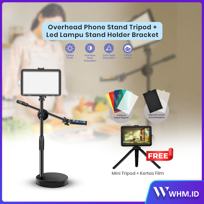 Jual Lampu Led + Stand Bisa di Putar 360 Derajat untuk Shooting Vlog / Live Konten Kreator ...