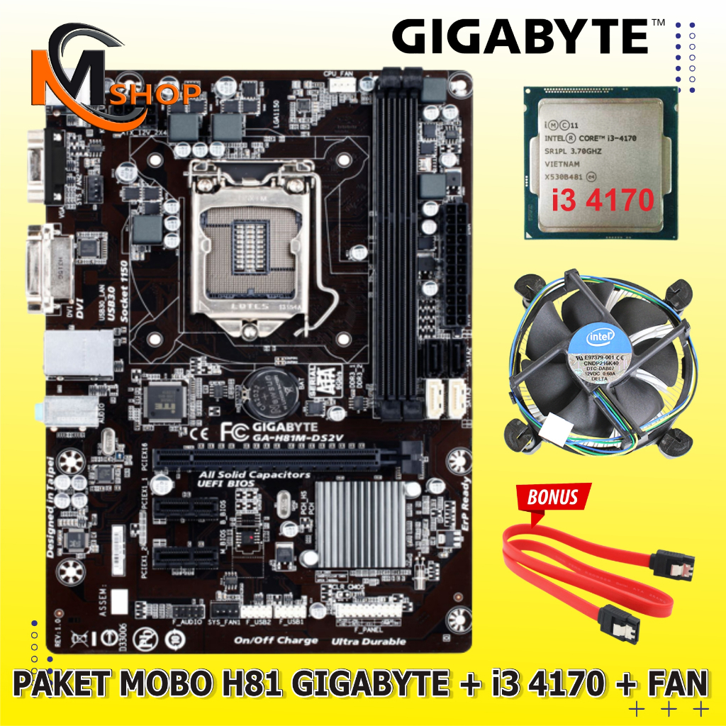 Jual Paket Mobo Mainboard H81 Gigabyte LGA 1150 Intel + Processor Core ...