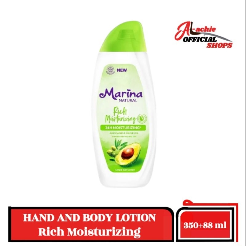 Jual Marina Hand Body Lotion Natural Rich Moisturizing 350+88ml | Shopee Indonesia