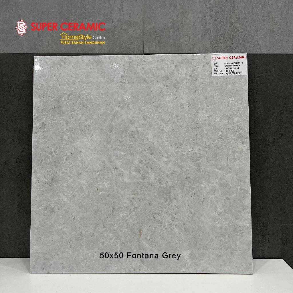 Jual ASIA TILE 50x50 Keramik Lantai Dinding - FONTANA GREY / FONTANA ...