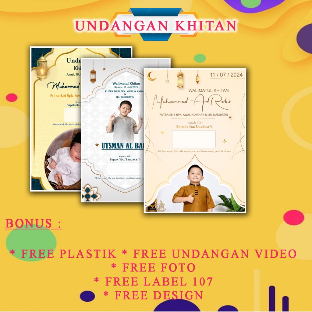 Jual COD TERMURAH UNDANGAN KHITAN / KHITANAN UNDANGAN SUNAT / SUNATAN ...