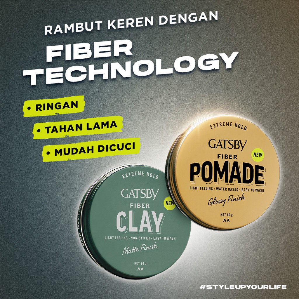 Jual GATSBY Fiber Pomade - Gatsby Fiber Clay 80gr | Shopee Indonesia